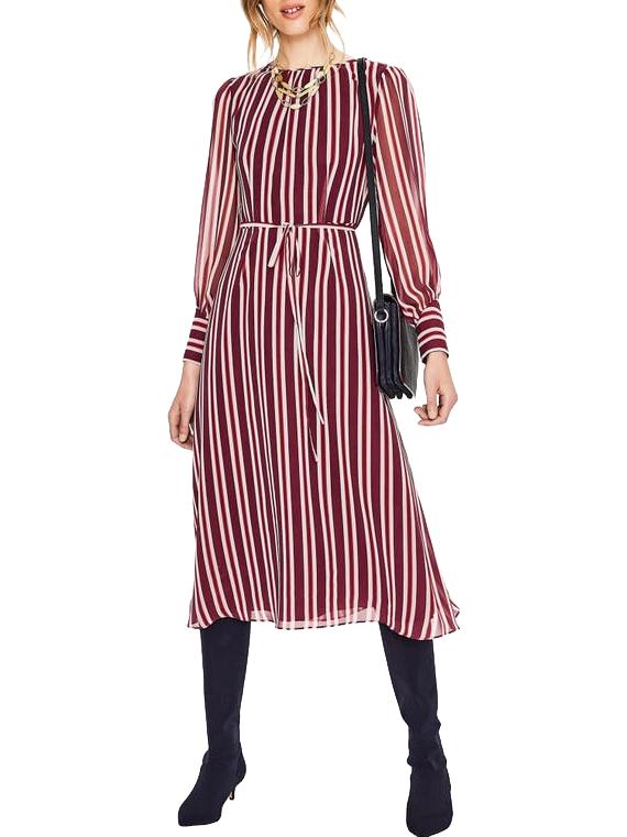 BODEN Boden Belted Midi Dress with Vertical Stripes